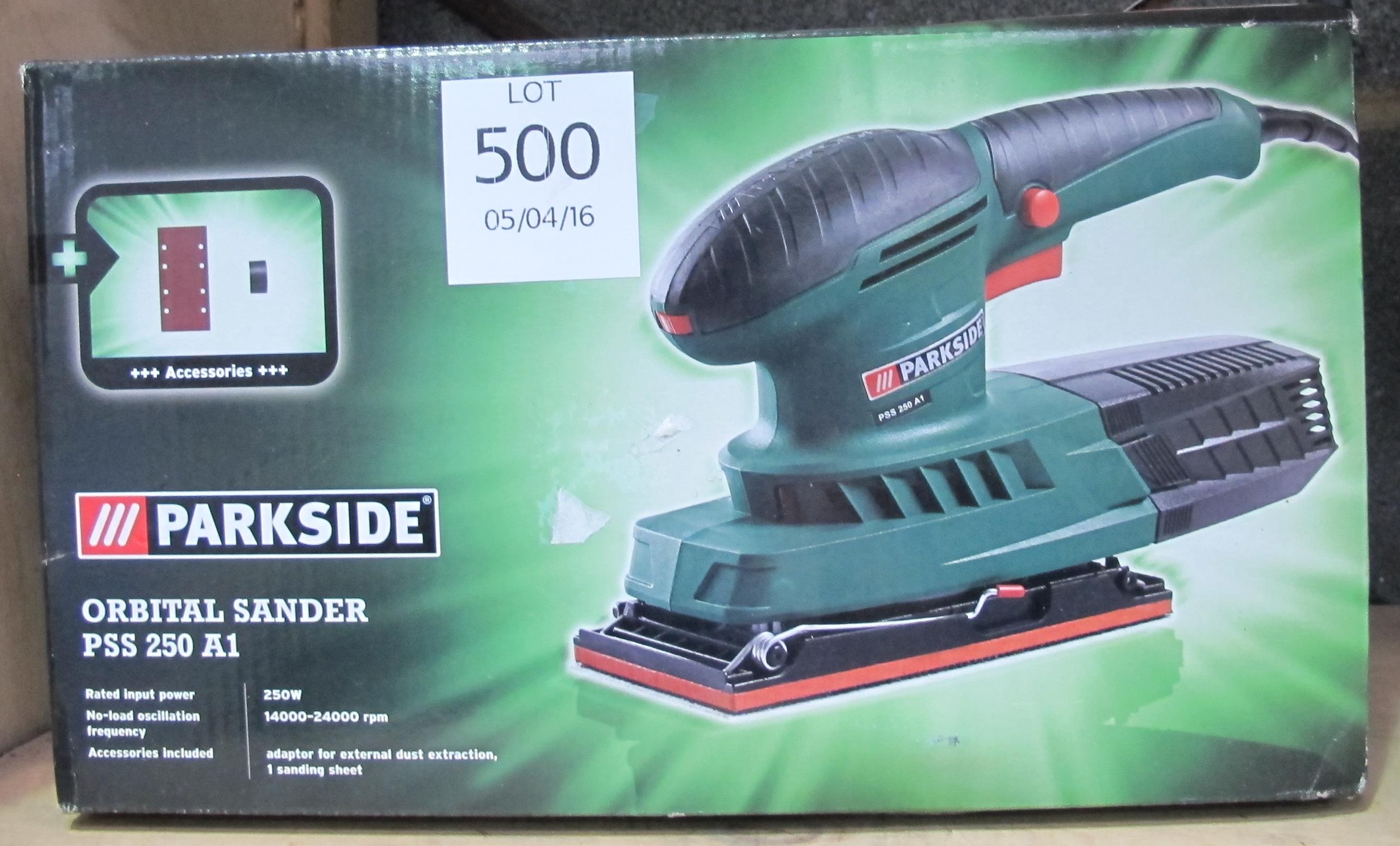 Parkside Orbital Sander; model PSS 250 AI; boxed with case