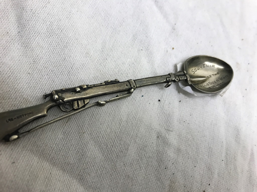 A Boer War silver souvenir spoon in the form of a very detailed Lee ...