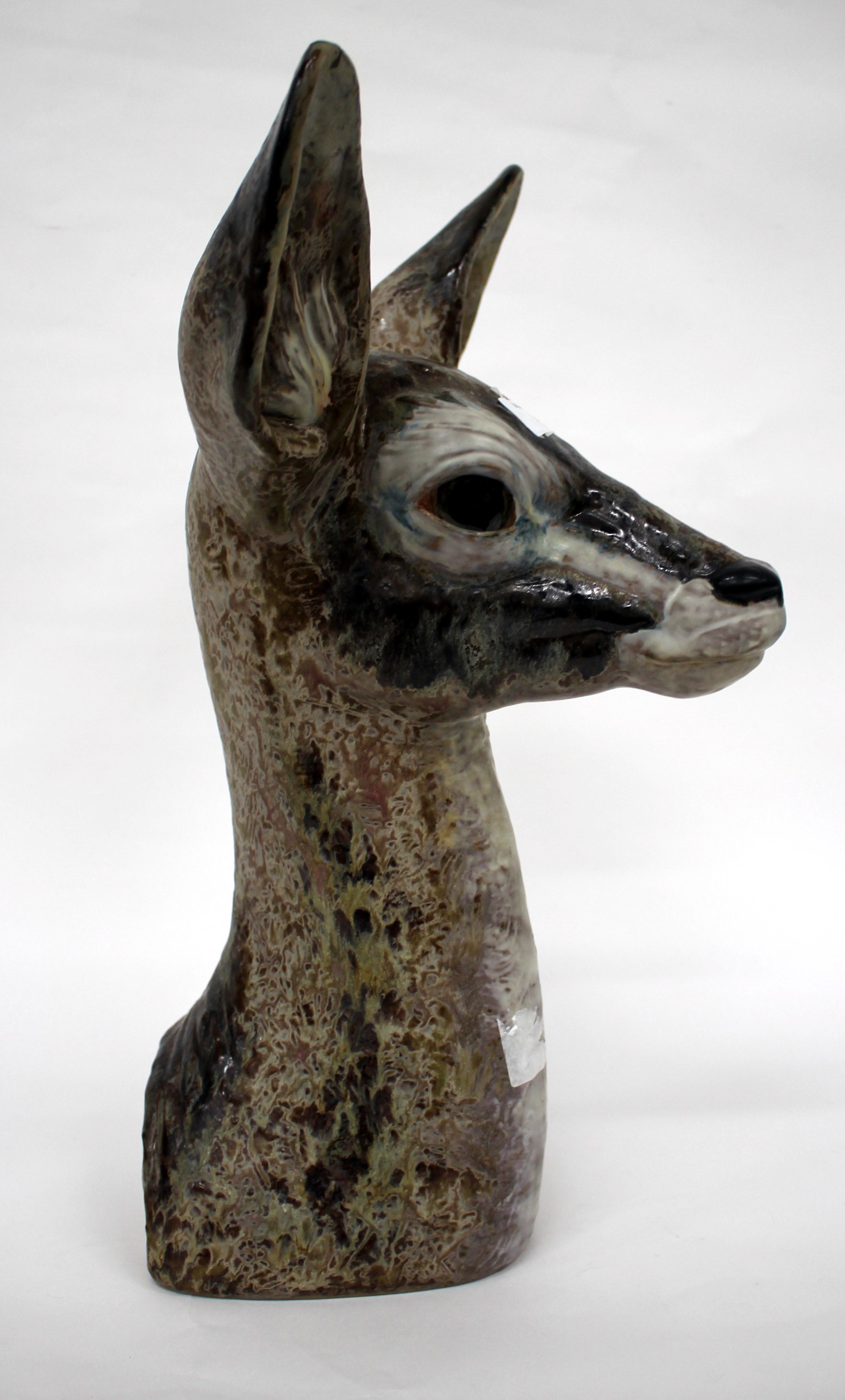 A LLADRO POTTERY BUST of a deer's head, 46cm in height