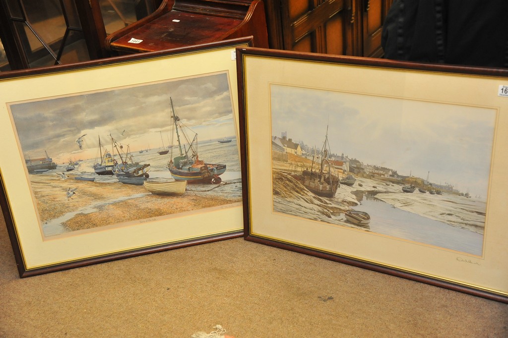 Two David Hurrell large framed prints of local interest depicting ...