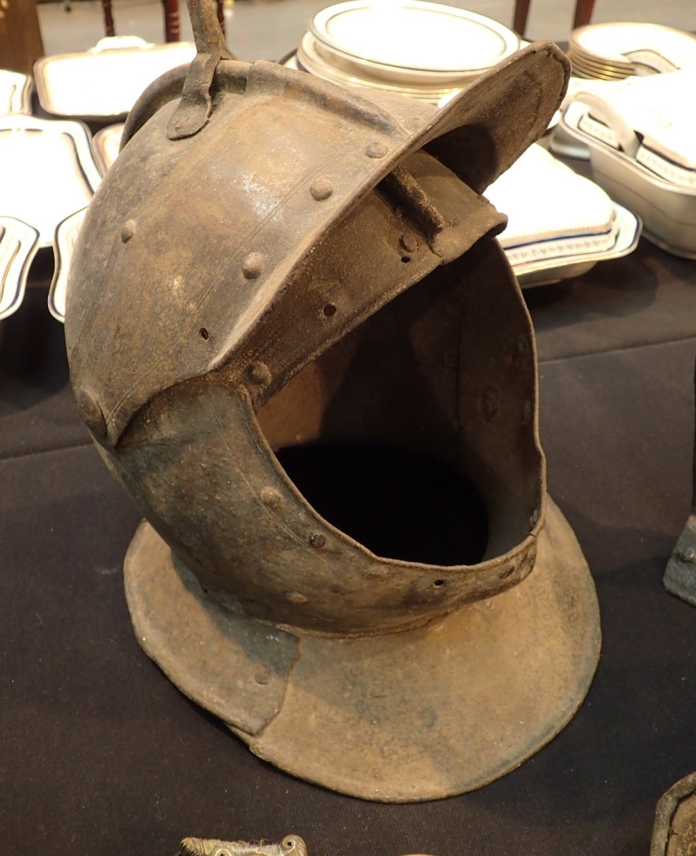 English Civil War style Cavalry helmet with spike and peak possibly a ...