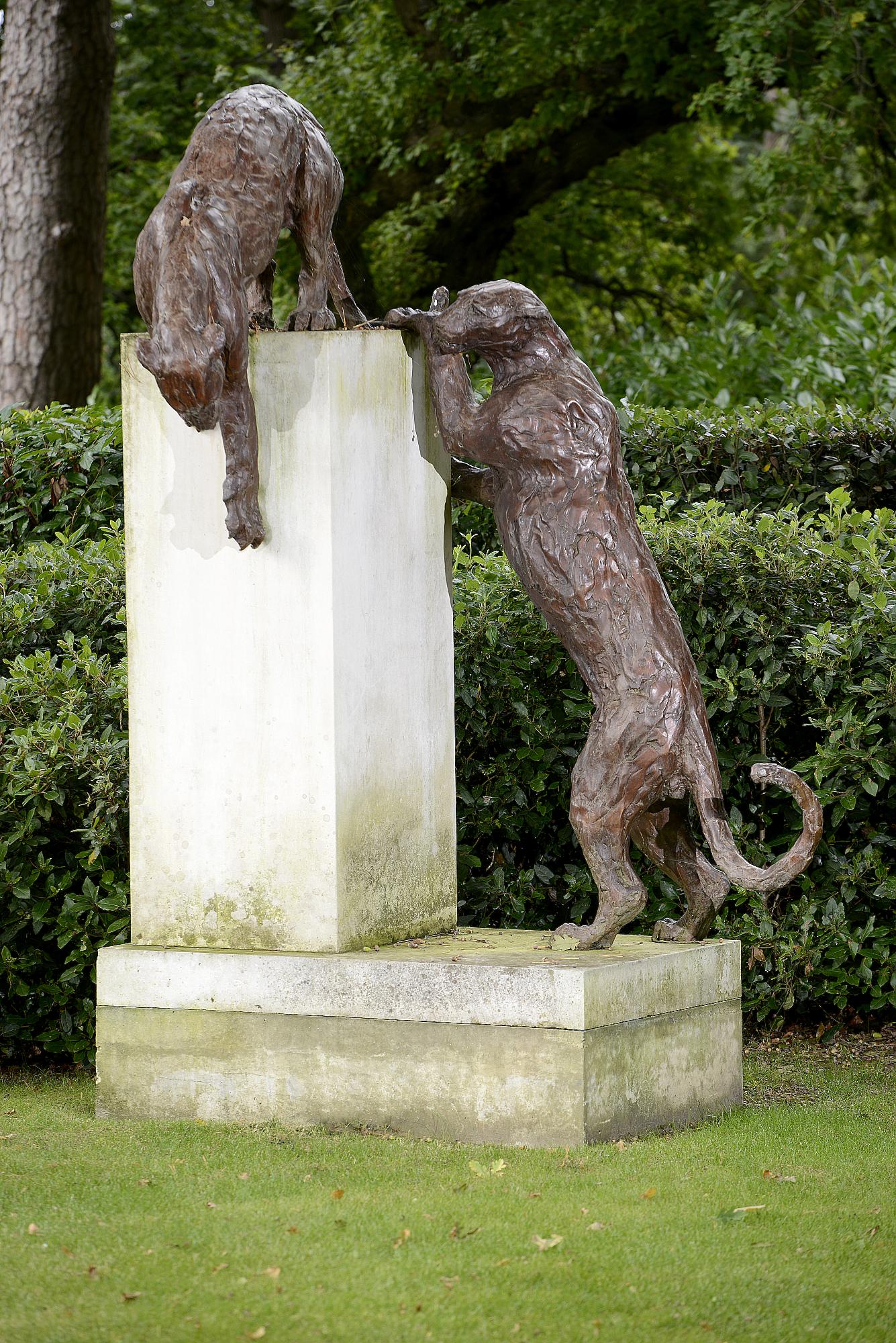 Garden Sculpture: Mark Coreth Playing Leopards Bronze Signed M. Coreth ...