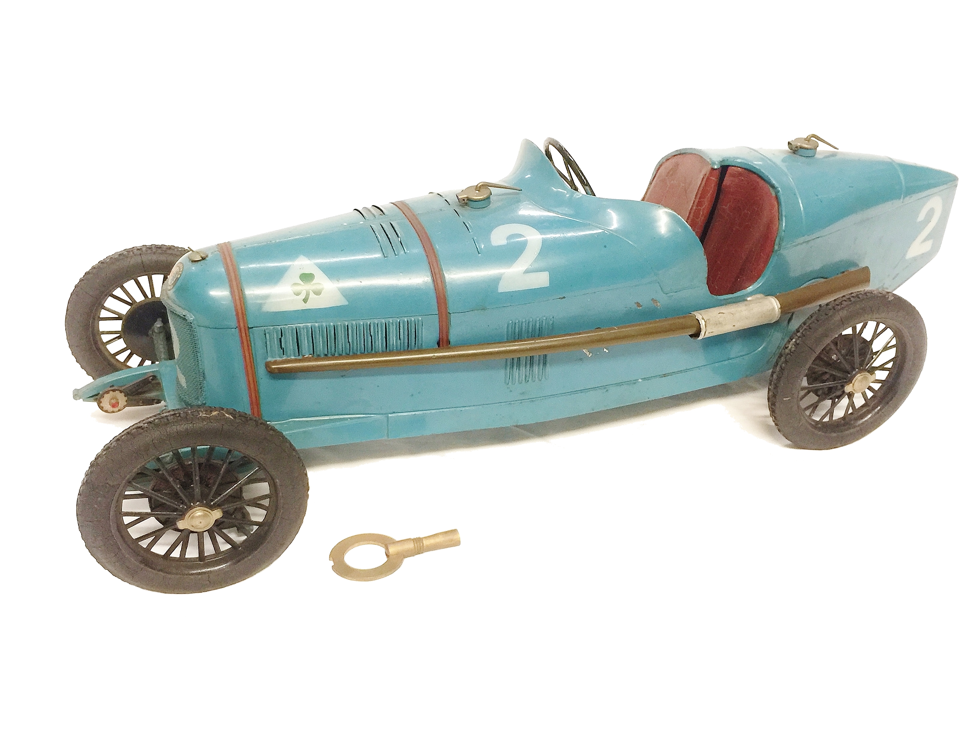 A rare 1920's CIJ Alfa Romeo tinplate clockwork car in French blue ...