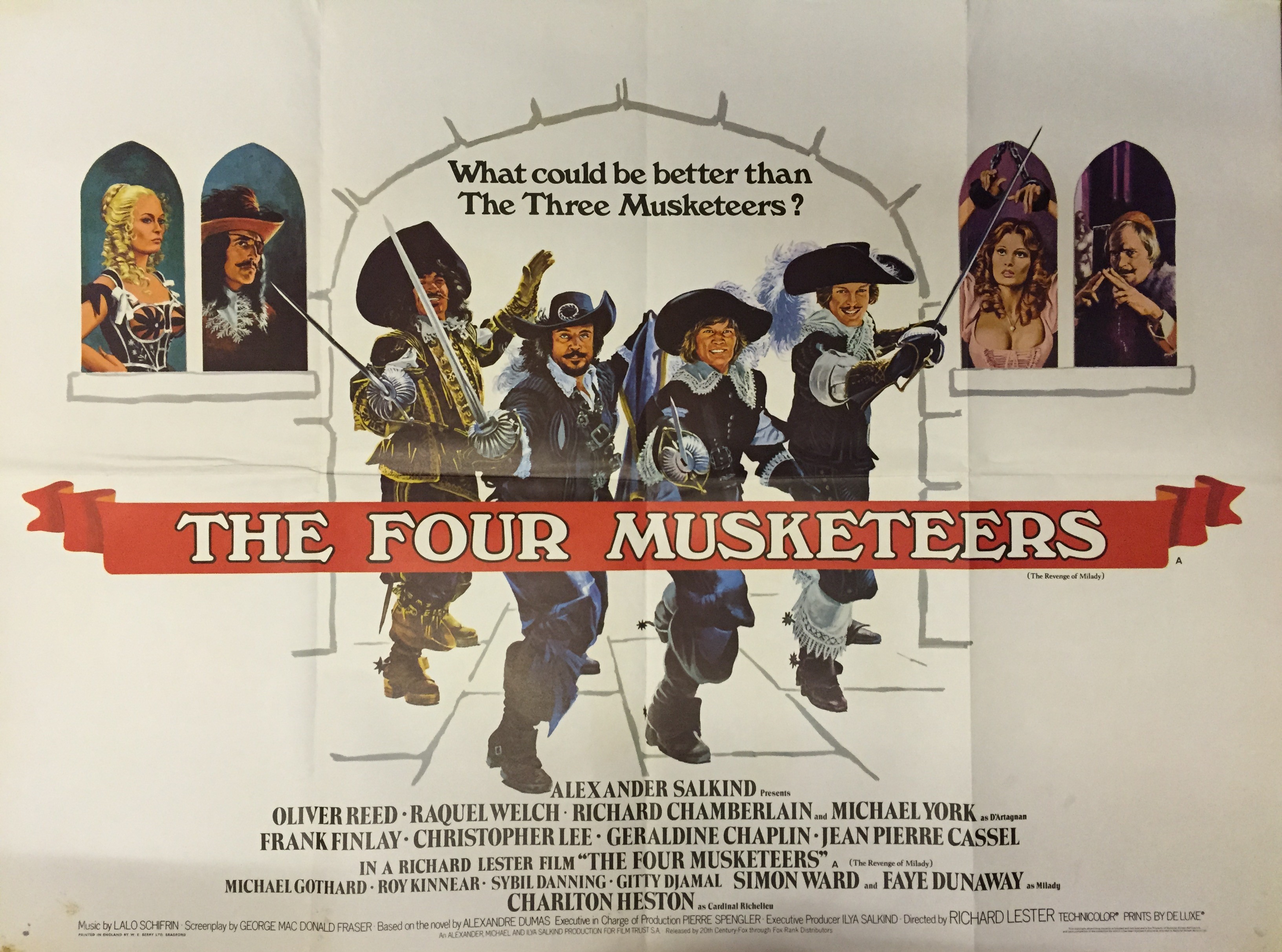 The Four Musketeers 1974 film poster, starring Oliver Reed, Raquel ...