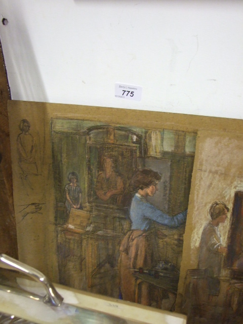 MAURICE FIELD PASTEL OF ARTIST AT WORK (UN-FRAMED)