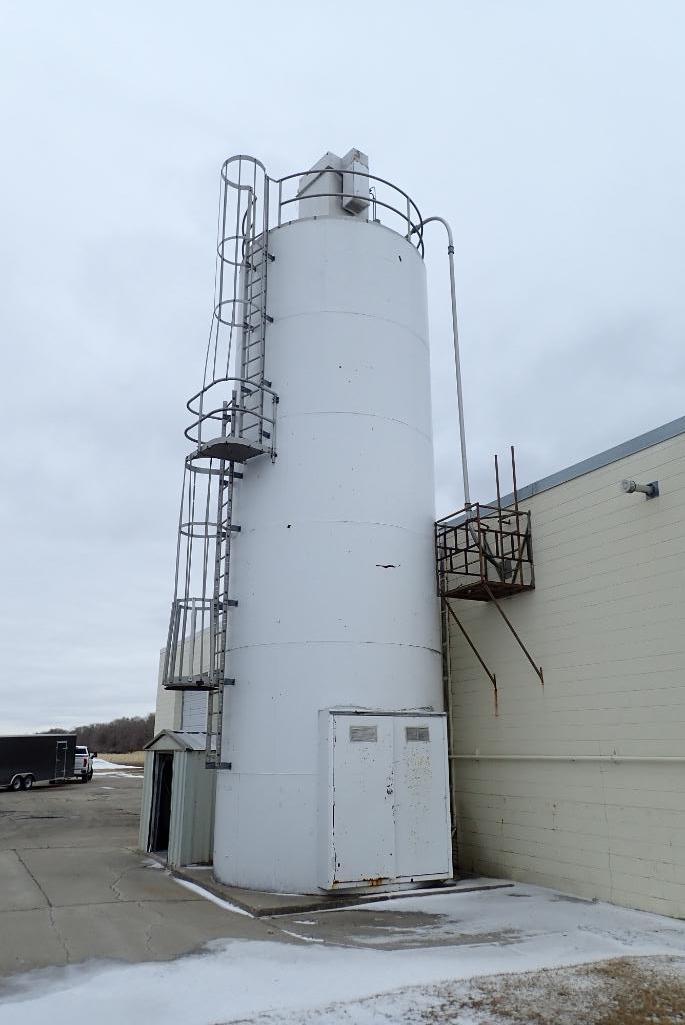 Flour silo, 130,000 lb. capacity, 35 ft. tall x 12 ft. diameter, 8 ft ...