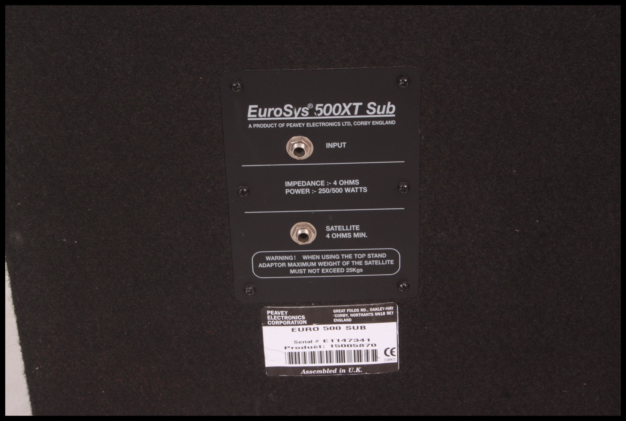 A pair of Peavey Eurosys 500XT Sub Bass Bin Speakers, previously owned ...