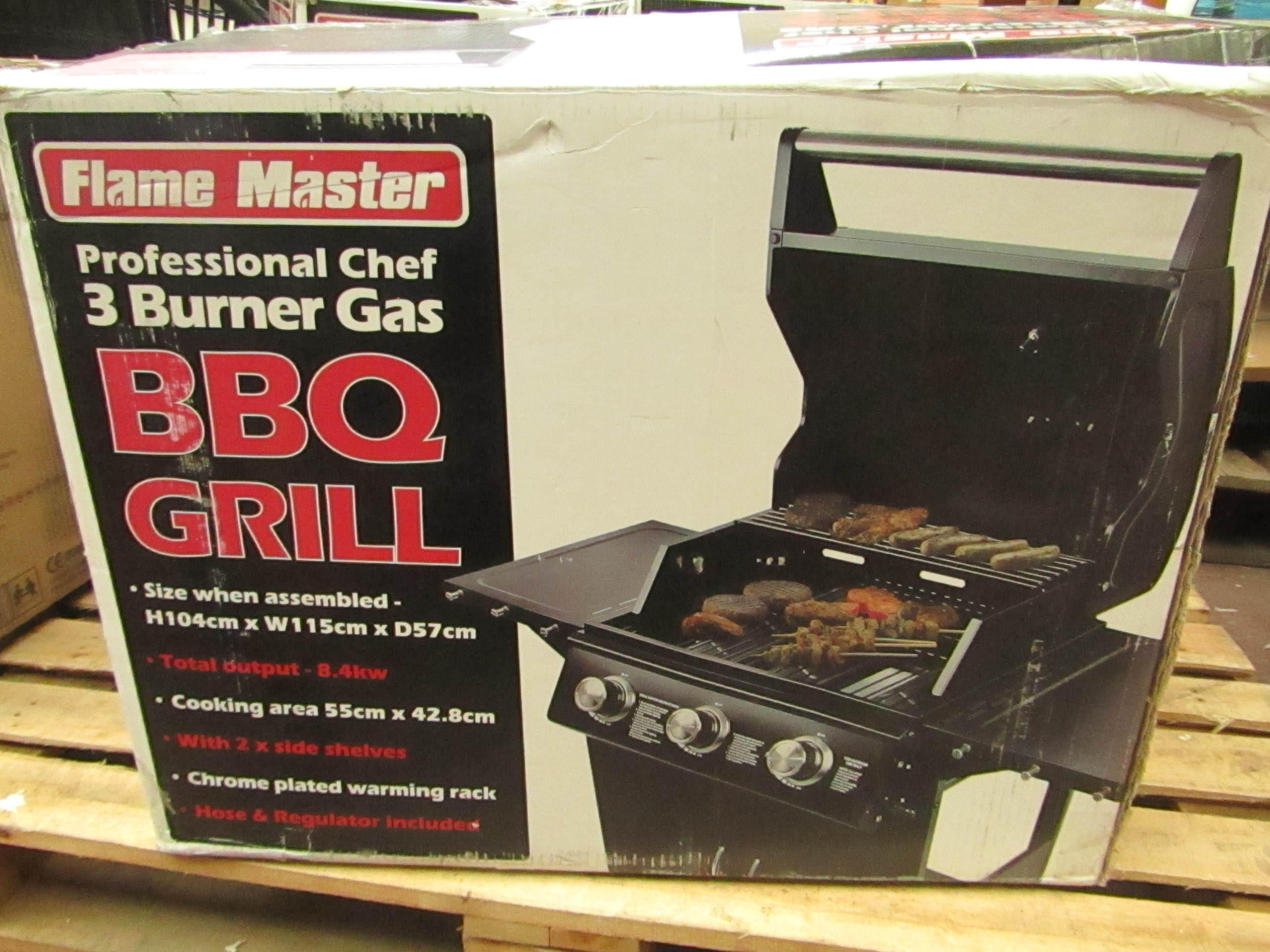 Flame Master professional chef 3 burner gas bbq grill, unchecked and ...