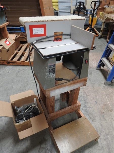 PORTER CABLE 698 SHAPER TABLE WITH PLUNGE ROUTER MODEL 6912 &ACCESSORIES