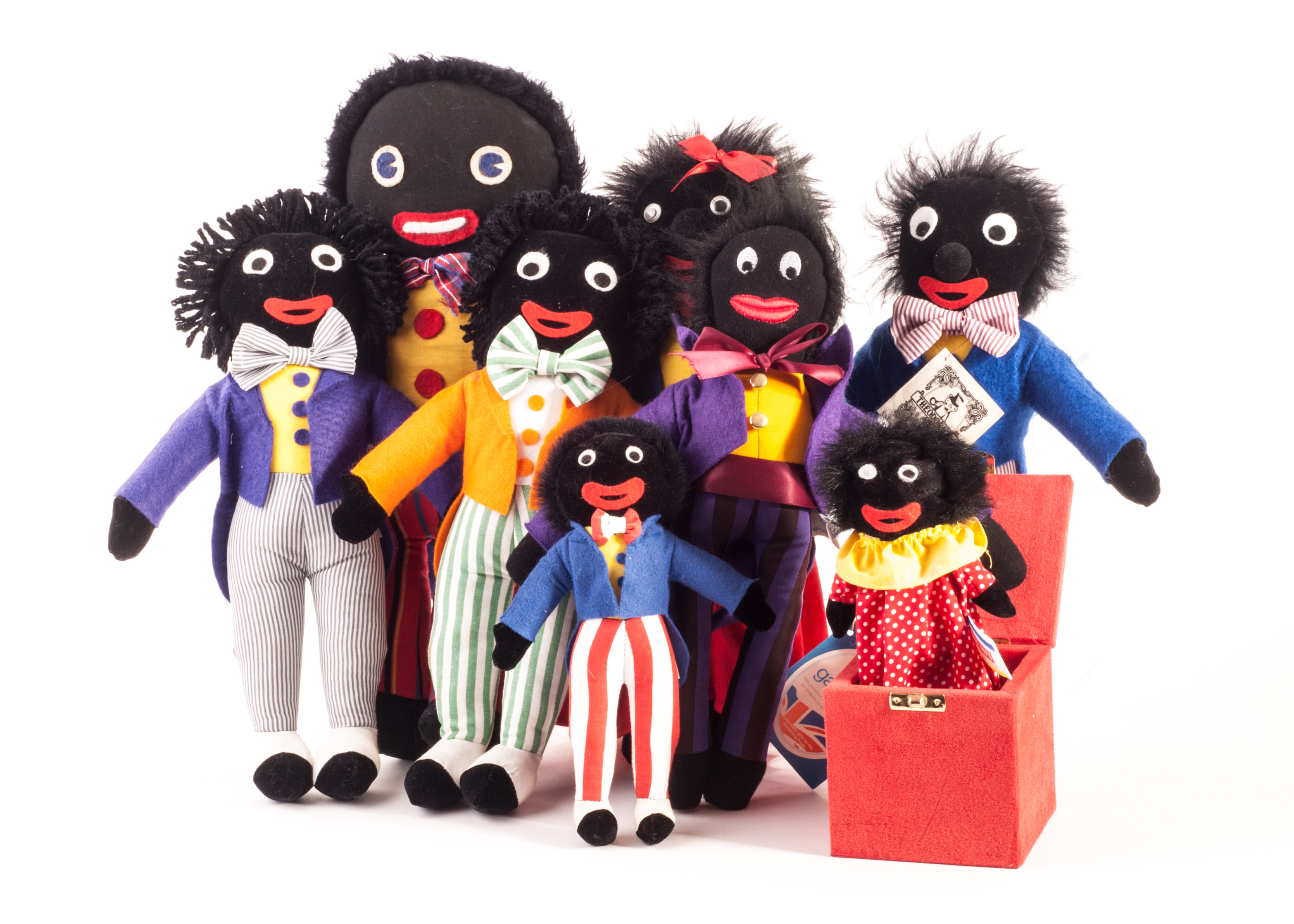Six recent Dean’s Rag Book Golliwogs: including a girl and a jack-in ...
