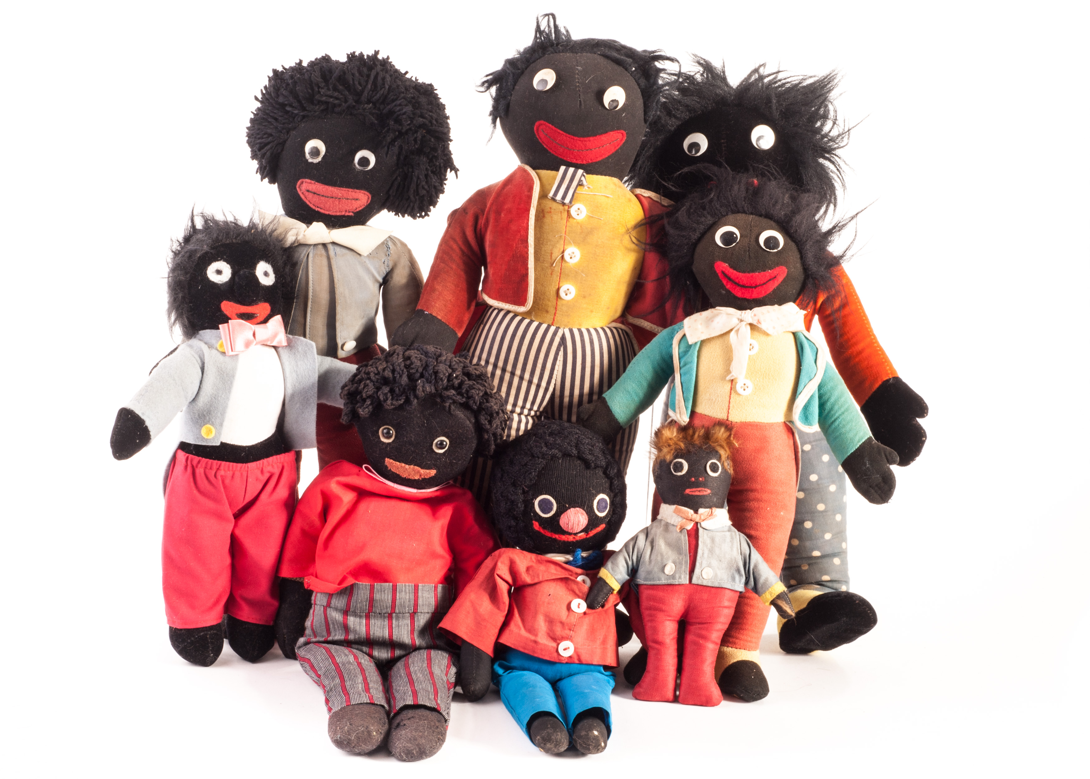 British Golliwogs: a 1920s flat cloth Golly with fur hair, probably ...