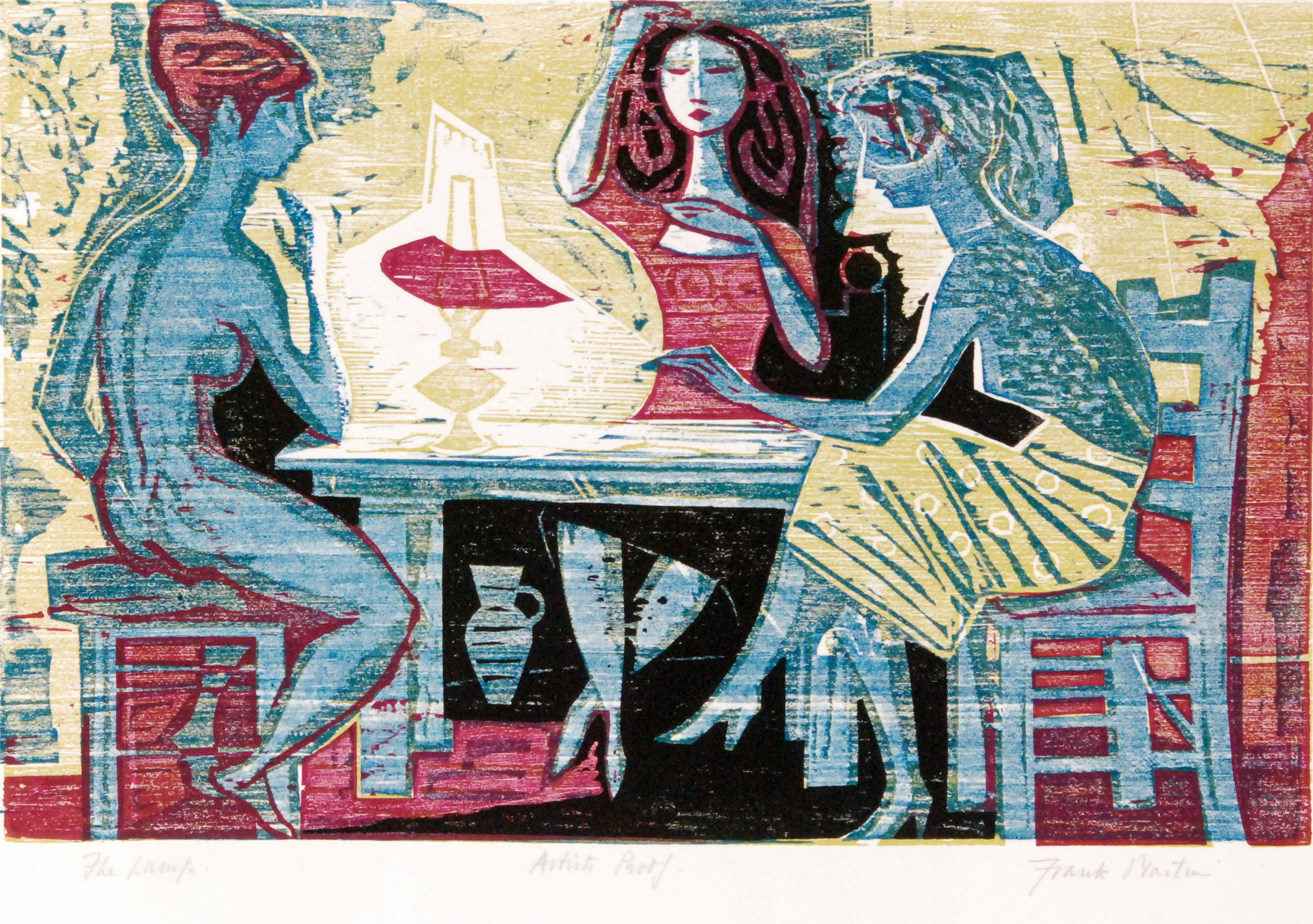 Frank Martin - (1921-2005) - `The Lamp', woodblock print, signed in ...