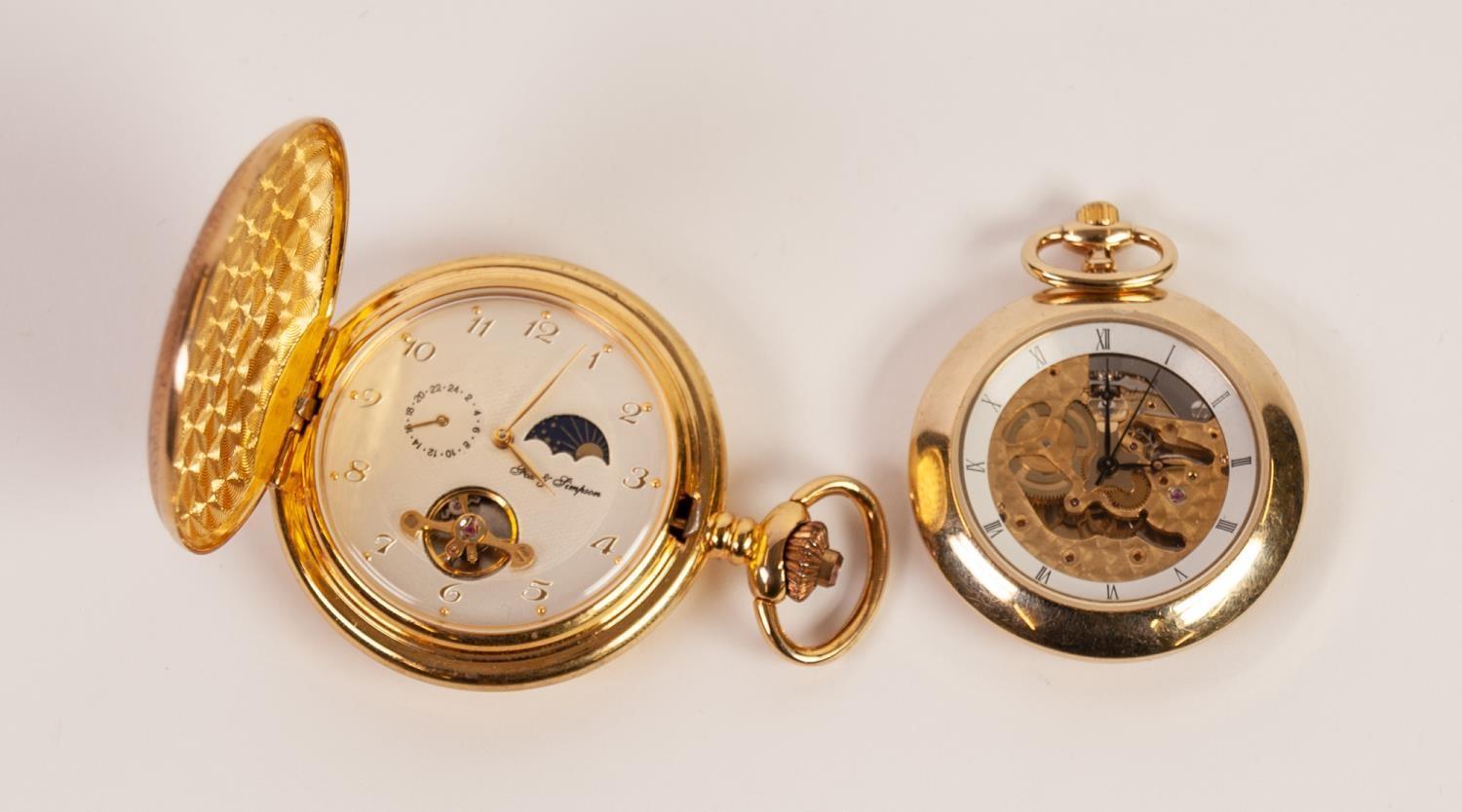 FOX & SIMPSON MODERN GOLD PLATED HUNTER POCKET WATCH with keyless ...