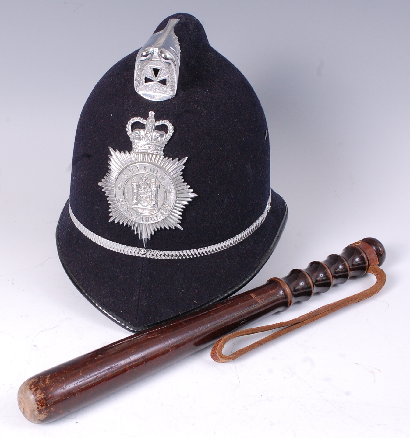 A turned wooden policeman's truncheon, together with a modern Suffolk ...