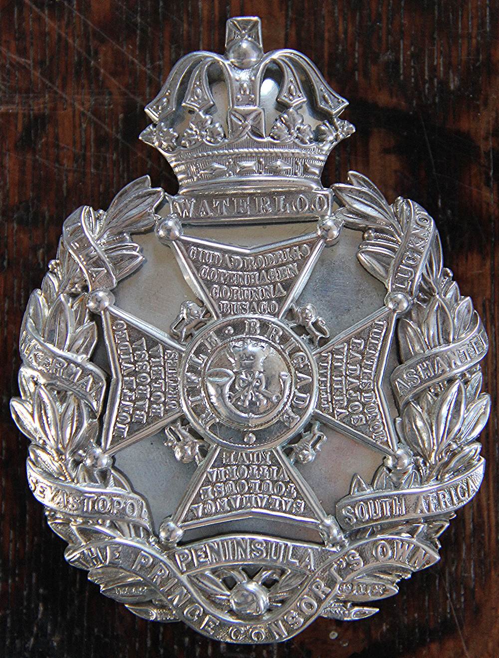 A Victorian silver Rifle Brigade cross belt plate, Birmingham 1897