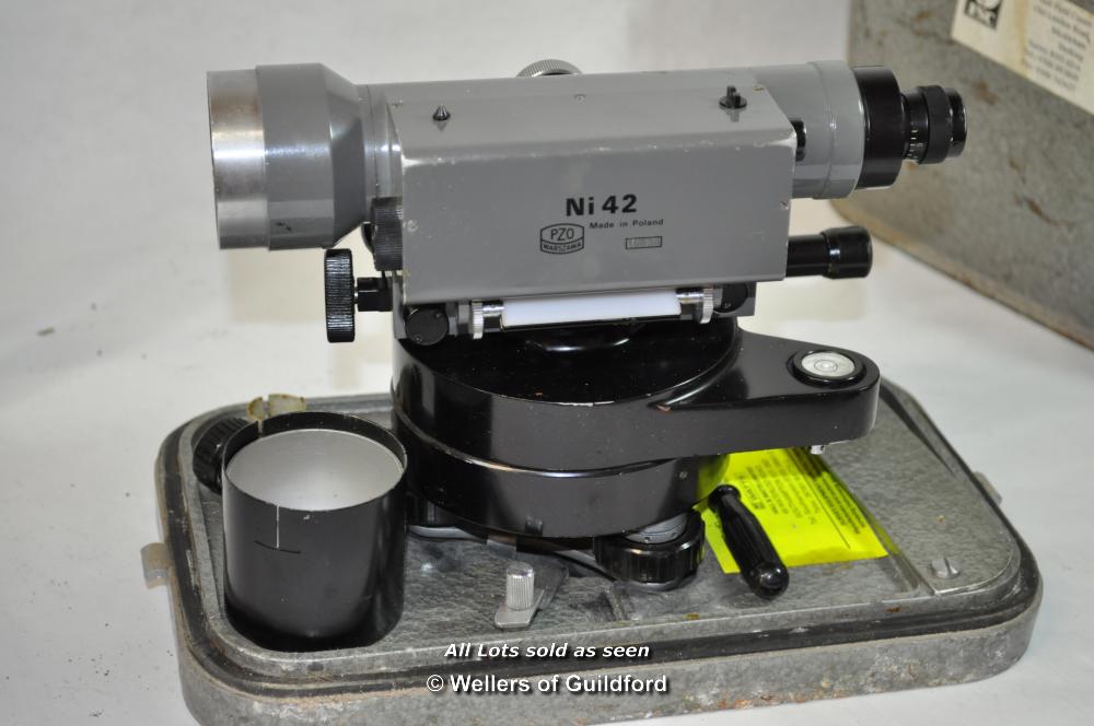 *Kern theodolite DKM2 - AE, cased; Kern metal tripod; Pzo Warszawa Ni ...