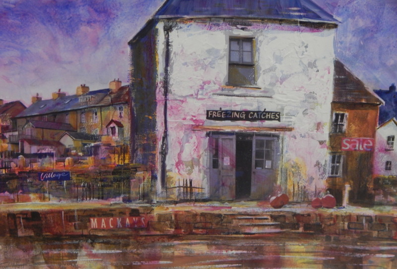 Tim Nash. Whitby harbour, mixed media, signed and titled verso, 37cm x 55cm