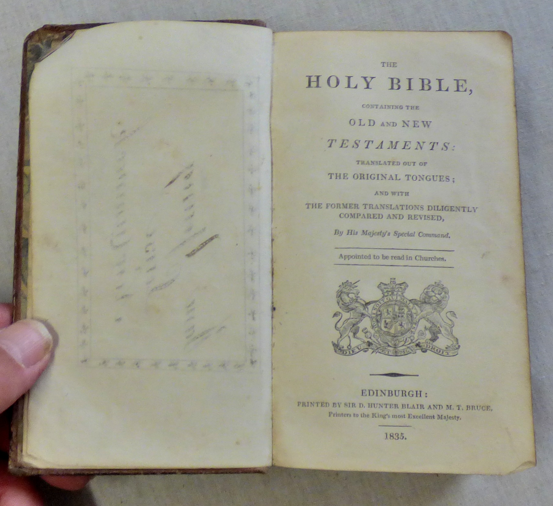 A King James Bible -Printed in Edinburgh by Sir D.Hunter Blair and M.T ...