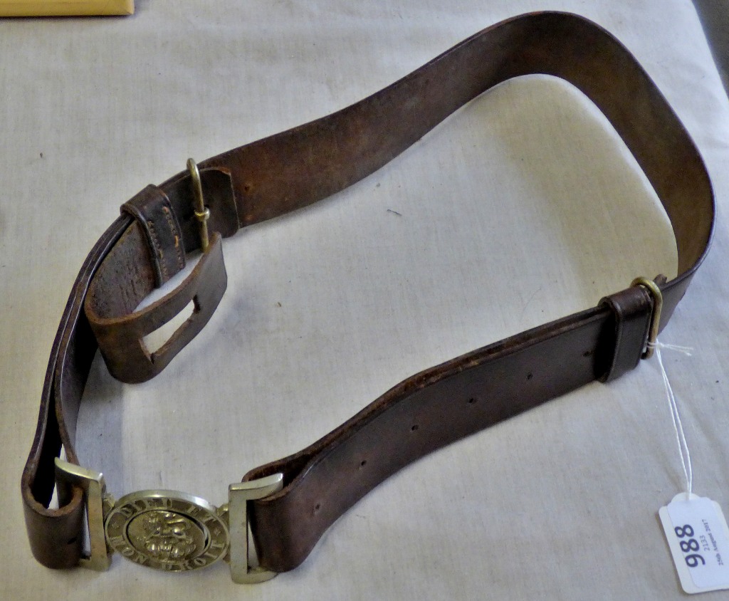 Victorian Officers Belt, brown belt with white metal buckle in ...