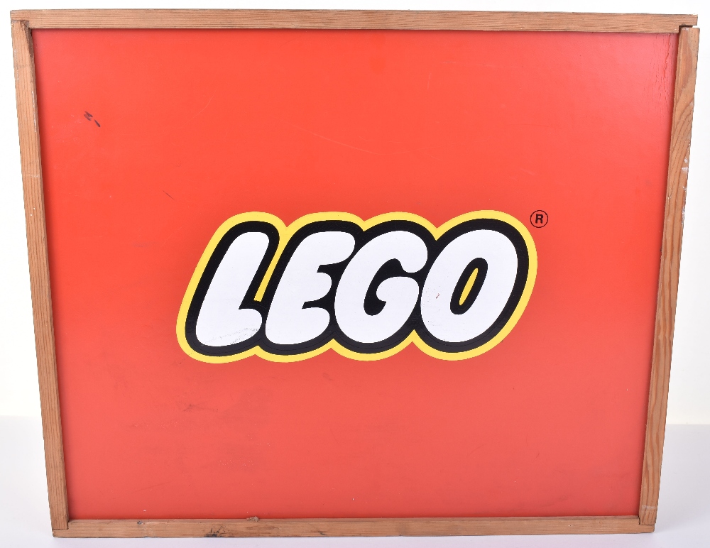 1960’s Lego Wooden Storage Box, sliding red lid with logo to front ...