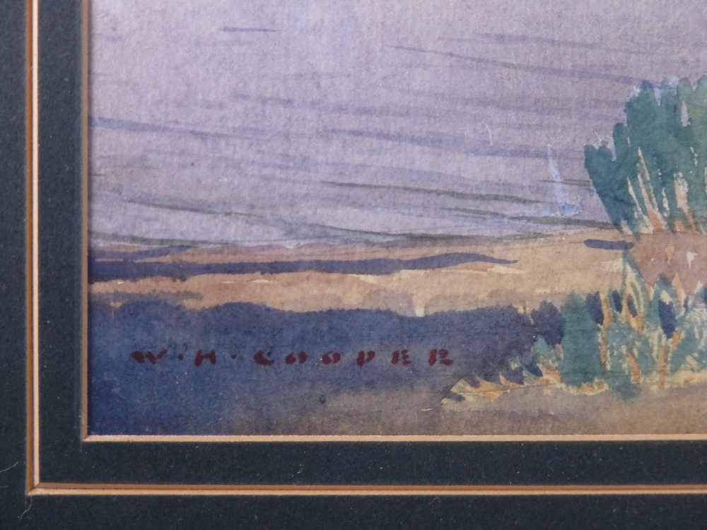 WILLIAM HEATON COOPER RA watercolour - lake scene with distant hills ...