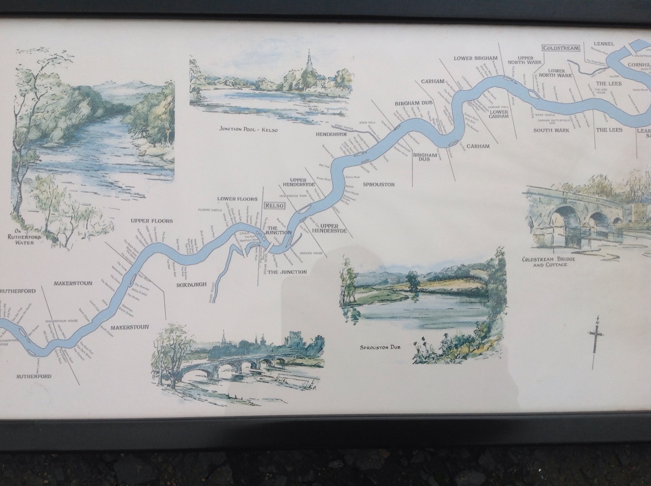 A Nigel Houldsworth framed print of The Fishermans Map of Salmon Pools ...