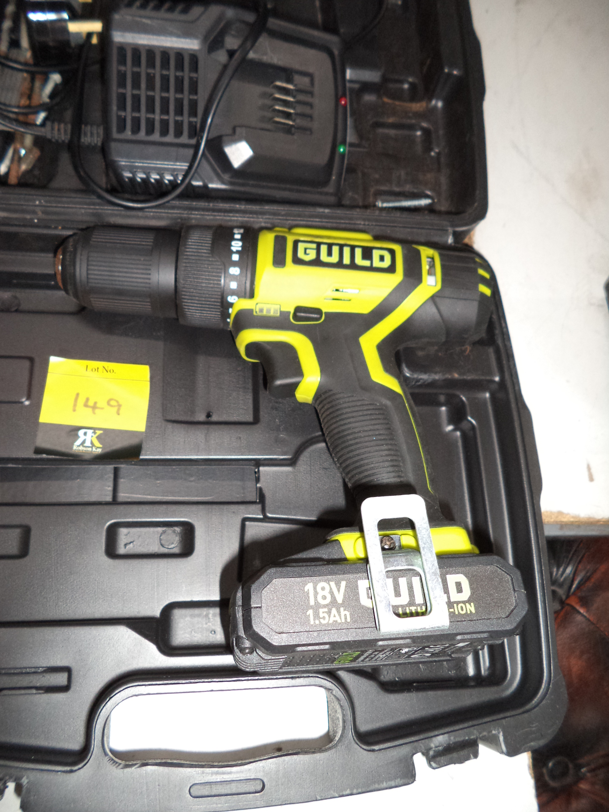 Guild 18v cordless hammer drill including battery, charger and carry ...