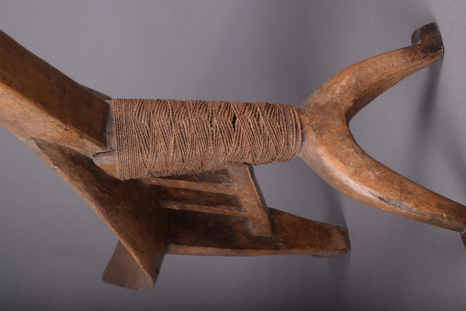 A Caroline Islands coconut grater stool, Micronesia, with fibre ...