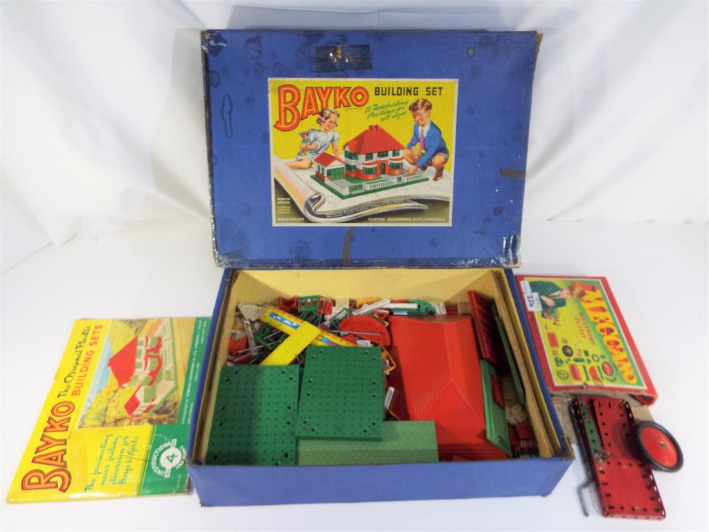 Bayko - a Bayko Building Construction Set No. 3 and a Meccano accessory ...