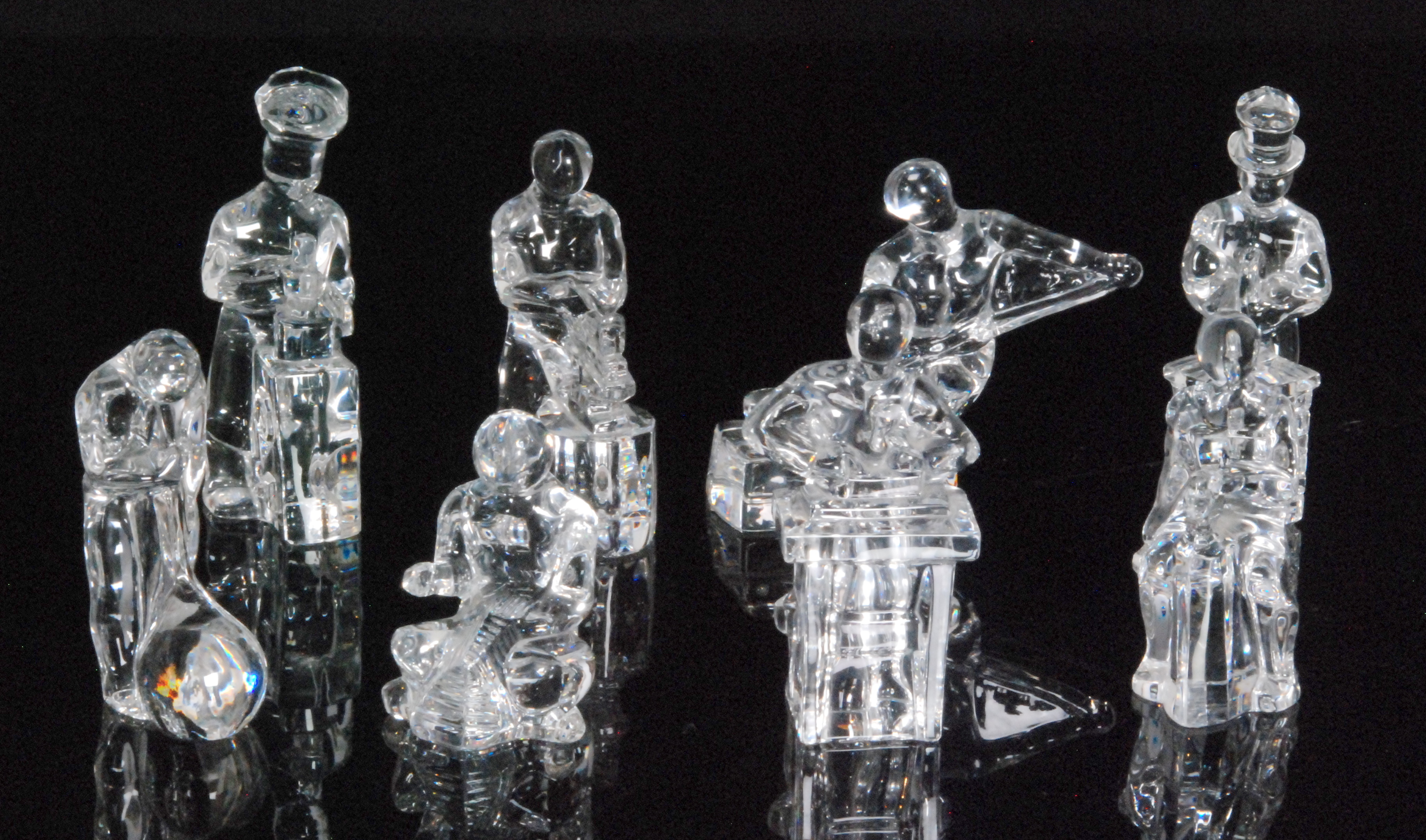 Eight assorted later 20th Century Orrefors figures from the Craftsman ...
