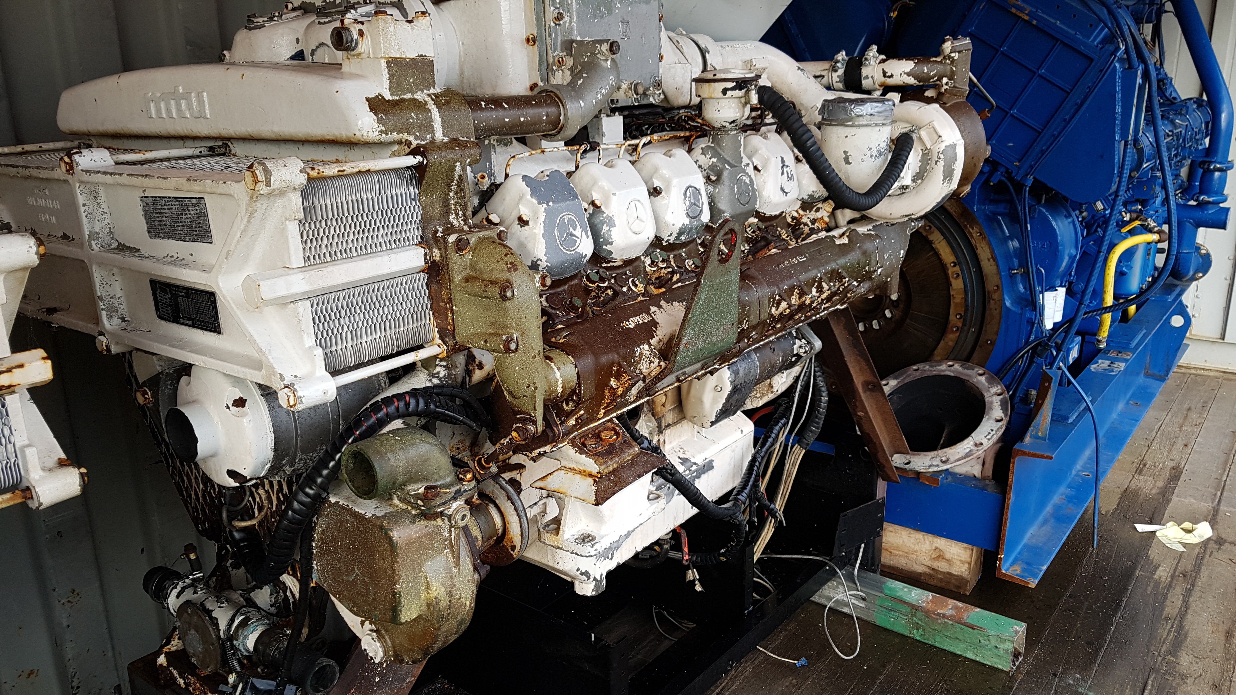 Mercedes/MTU V12 Marine Diesel Engine on frame for spares or repair ...