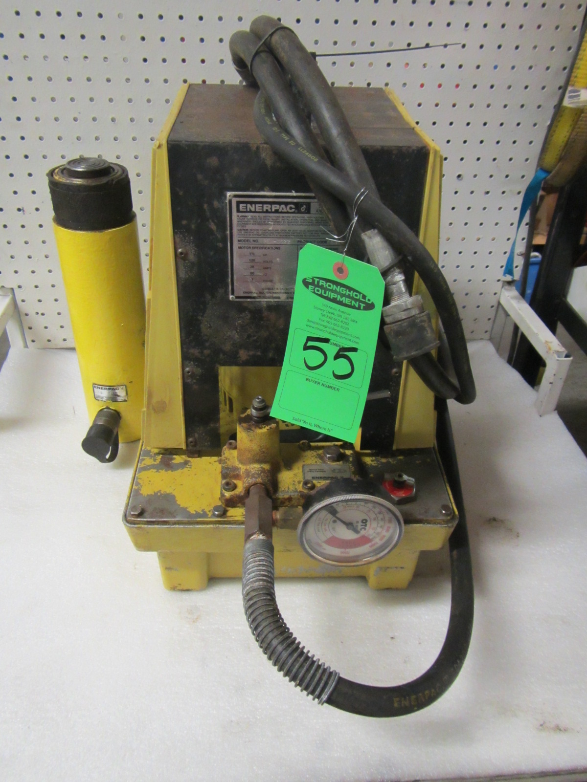 Enerpac Hydraulic Powerpack Pump with 50 ton Enerpac jack with 8" stroke
