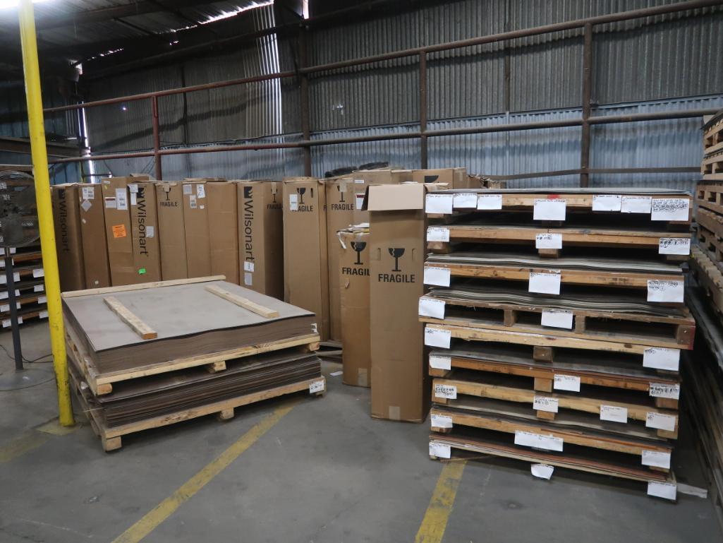 LOT: Assorted Laminate on (200+) Pallets, Steel Laminate Rack