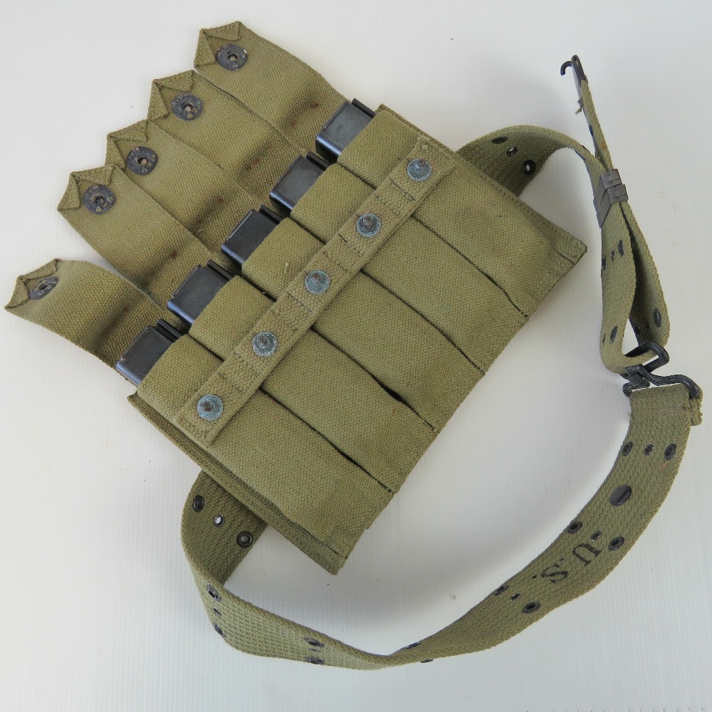 A US WWII GI's Thompson Sub Machine gun bandoleer with five twenty ...