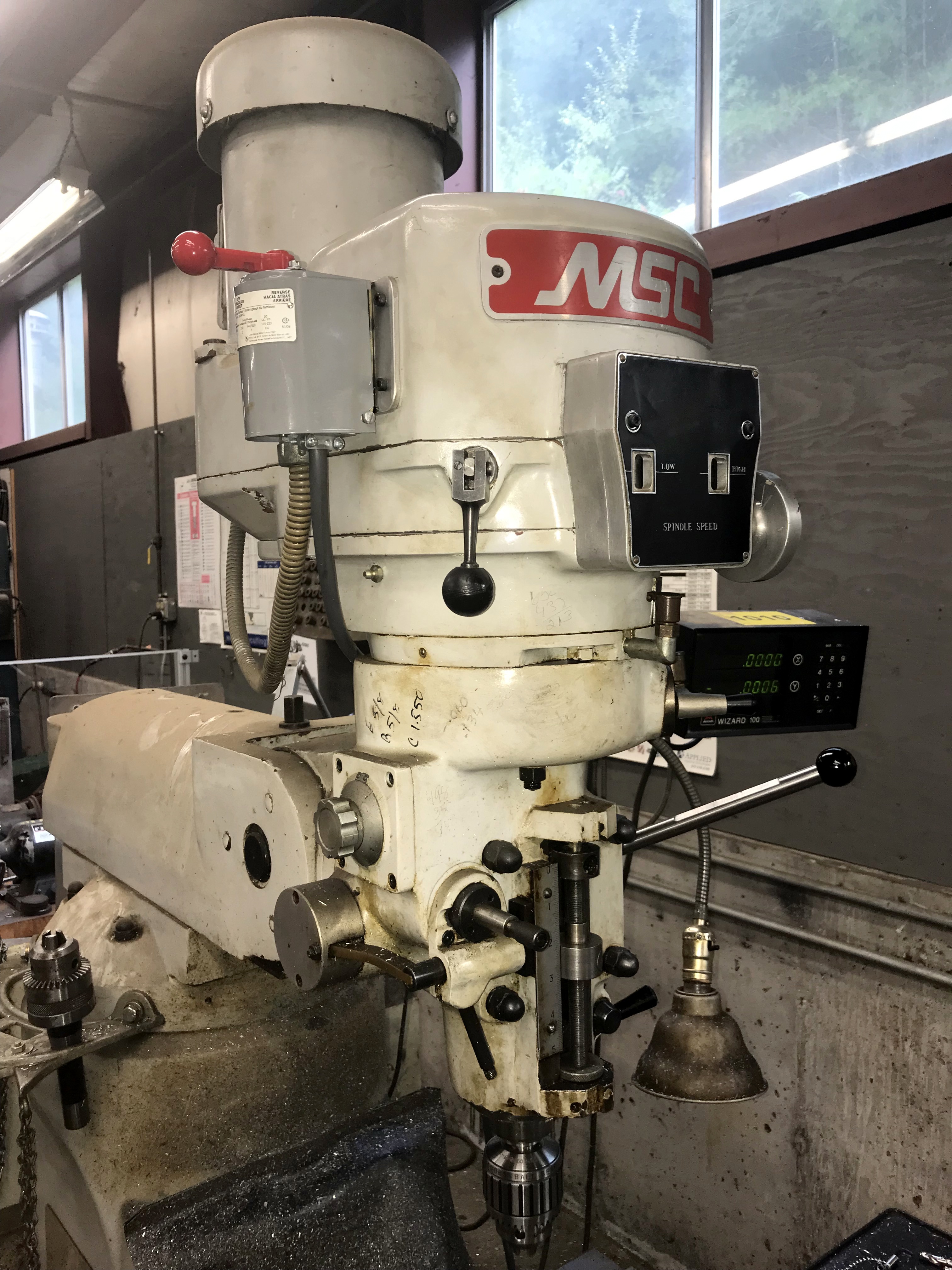 MSC Vertical Milling Machine, 80 to 4200 RPM, 9" x 42" T-Slot Table ...