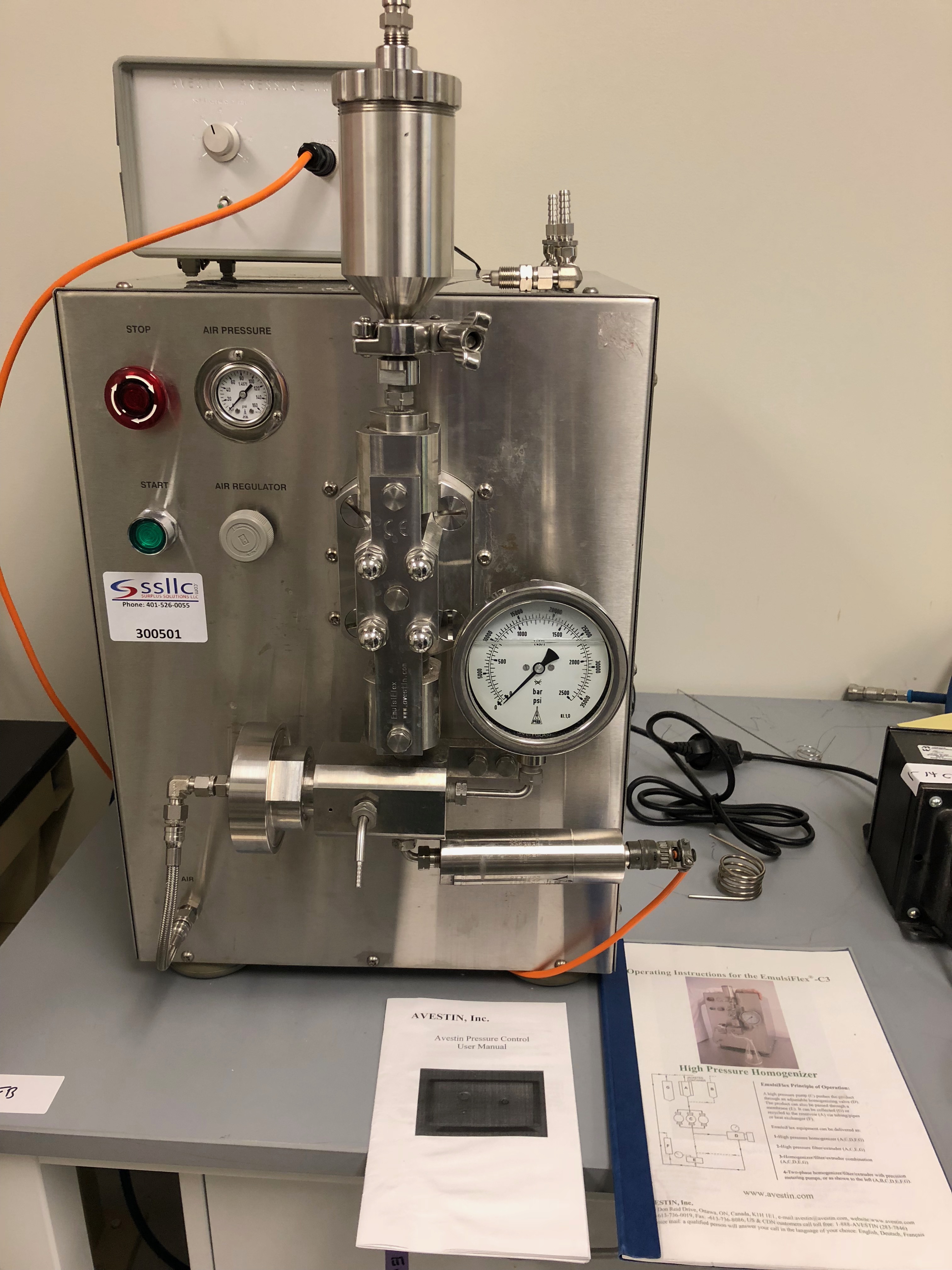 Avestin Emulsiflex C-3 Homogenizer SN: C302767, Includes 115V to 220V ...