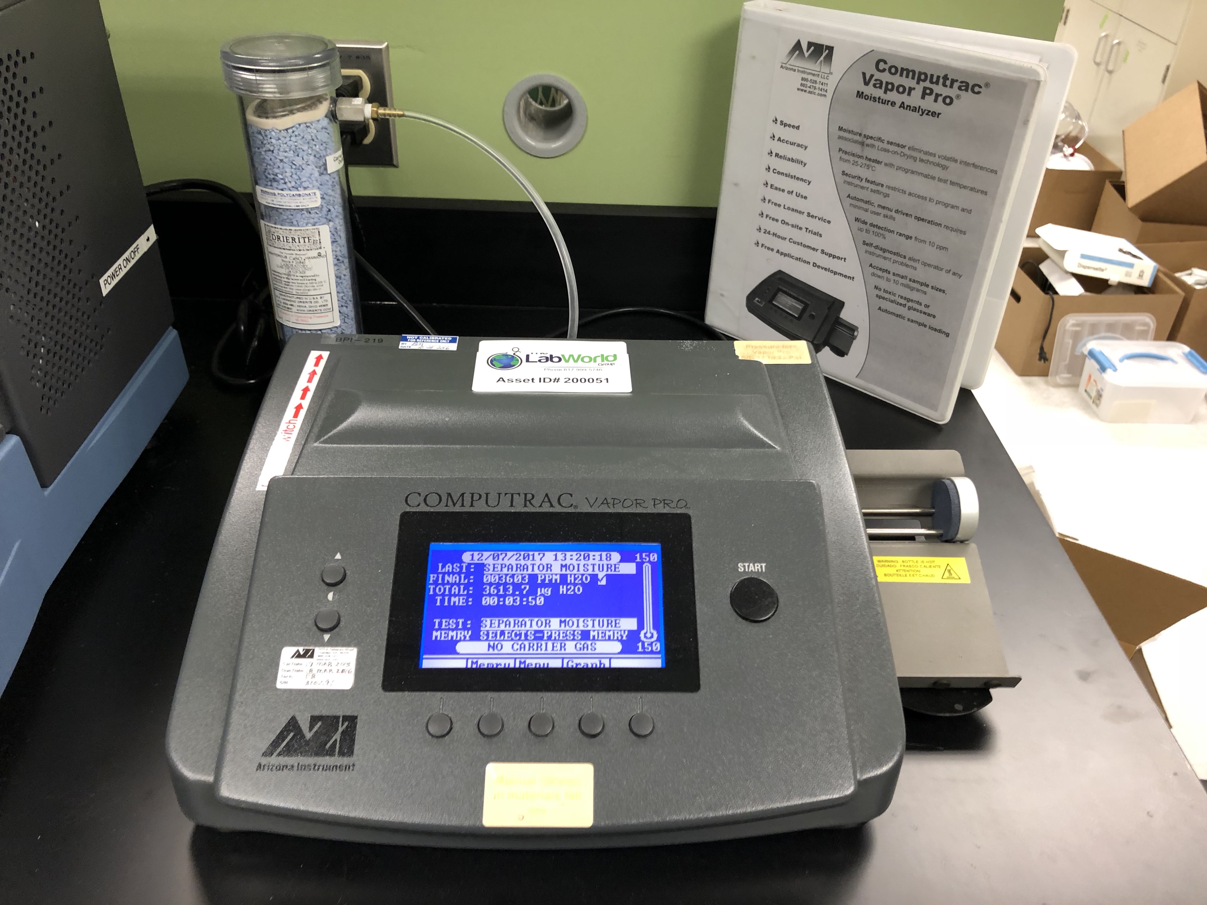 Manufacturer: Arizona Instrument, LLC, Model: Computrac Vapor Pro, SN ...