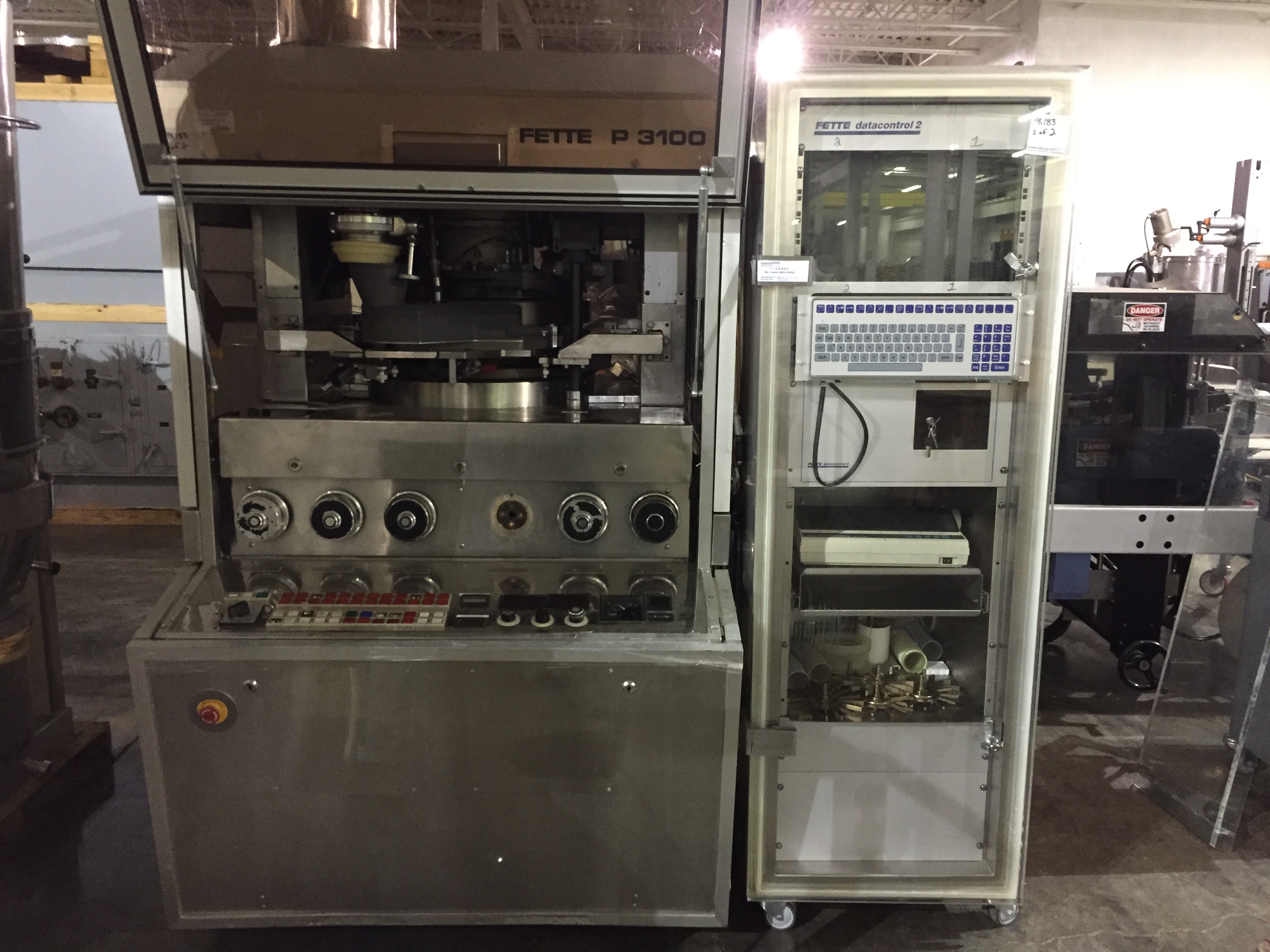 Fette rotary tablet press, model P3100, 45 station, with pre ...