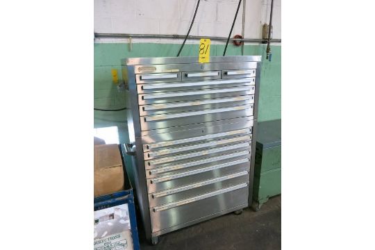 LOT: Steel Glide 14-Drawer Stainless Steel Toolbox with Tools