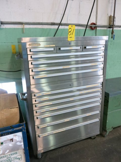 LOT: Steel Glide 14-Drawer Stainless Steel Toolbox with Tools