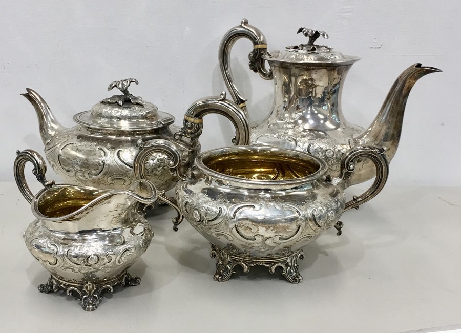 Victorian Silver 4 piece tea service London Silver hallmarks total ...
