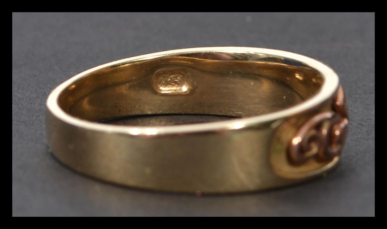 A 9ct gold hallmarked Welsh gold ( Clogau ) ring, rose gold overlay ...