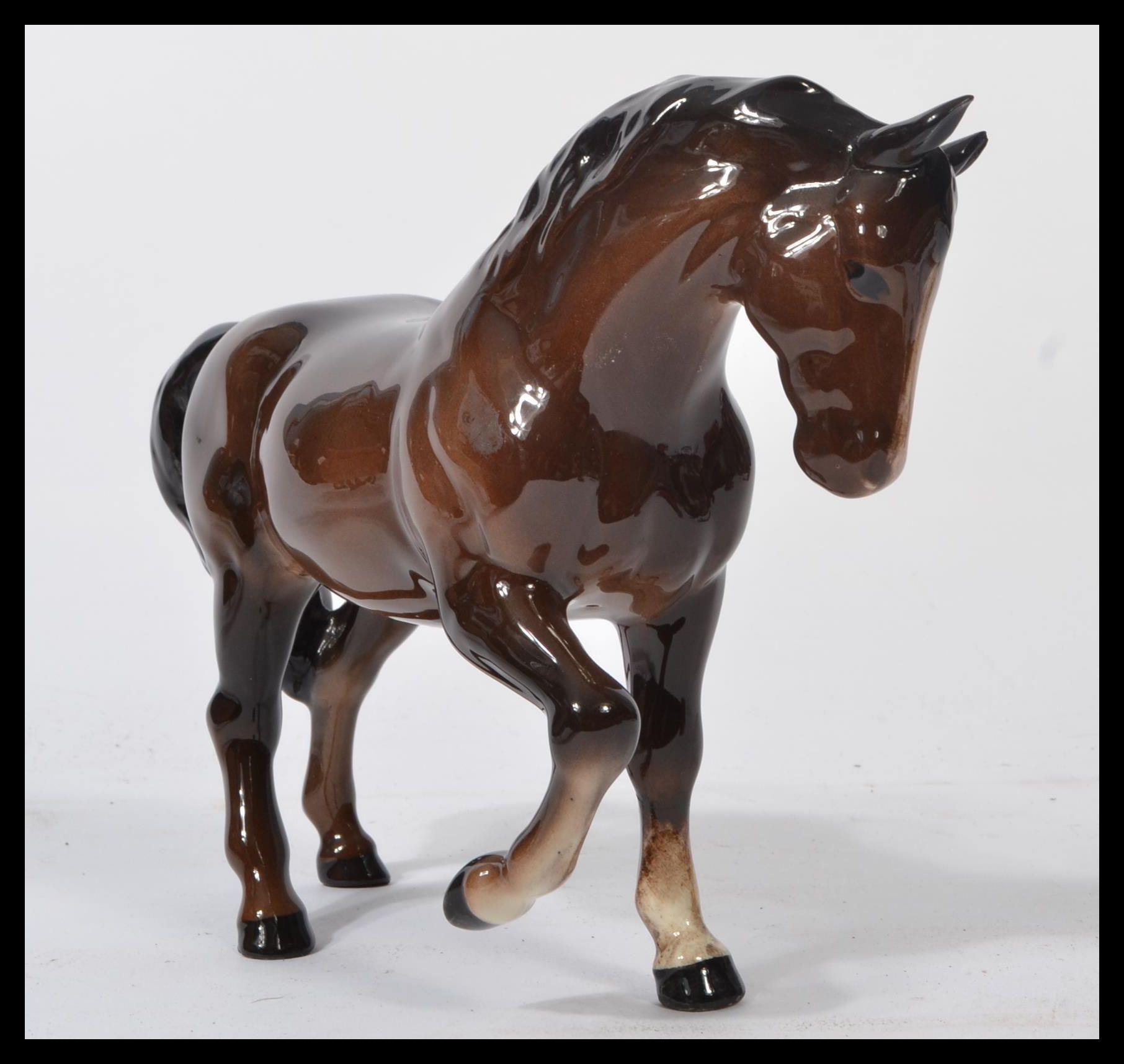 A vintage Beswick made ceramic china small horse. Beswick makers marks ...
