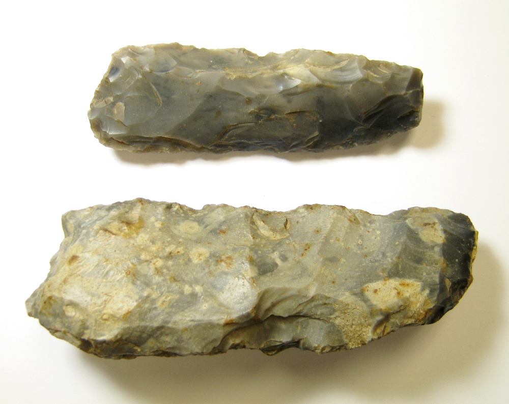 Two Prehistoric Flint Axeheads,A mesolithic tranchet axe/adze circa ...