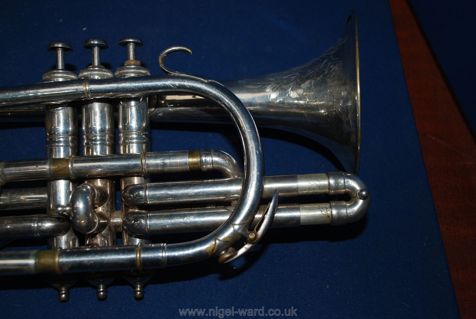 A silver plated Trumpet in box, circa 1900