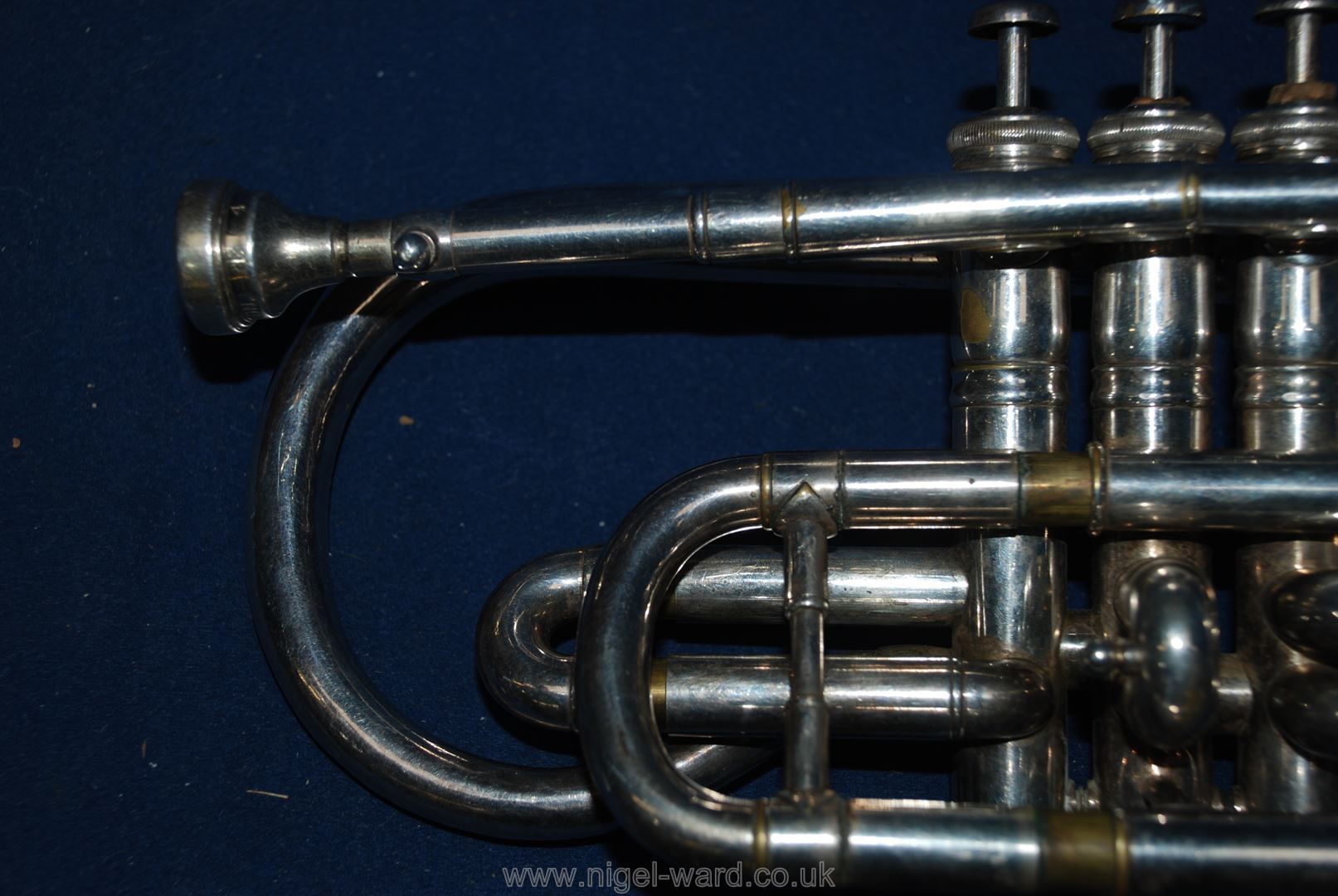A silver plated Trumpet in box, circa 1900