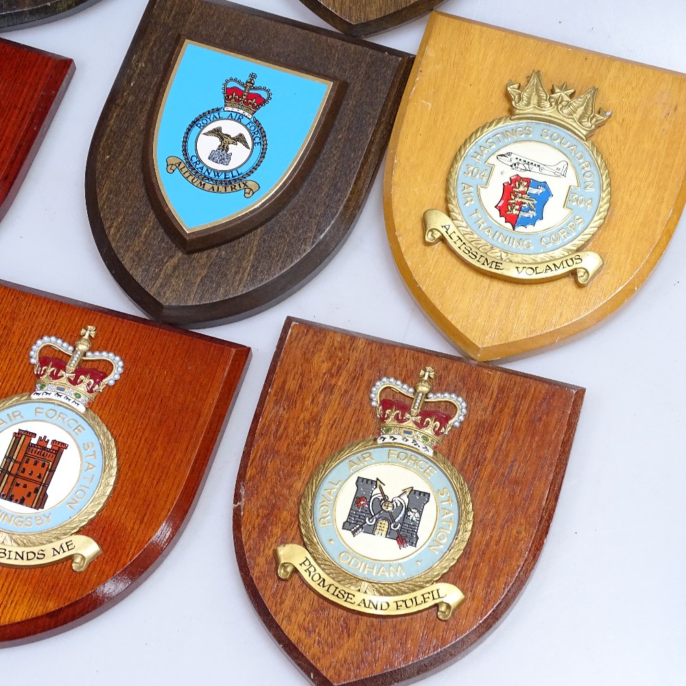 RAF shields on wall mounted wooden plaques