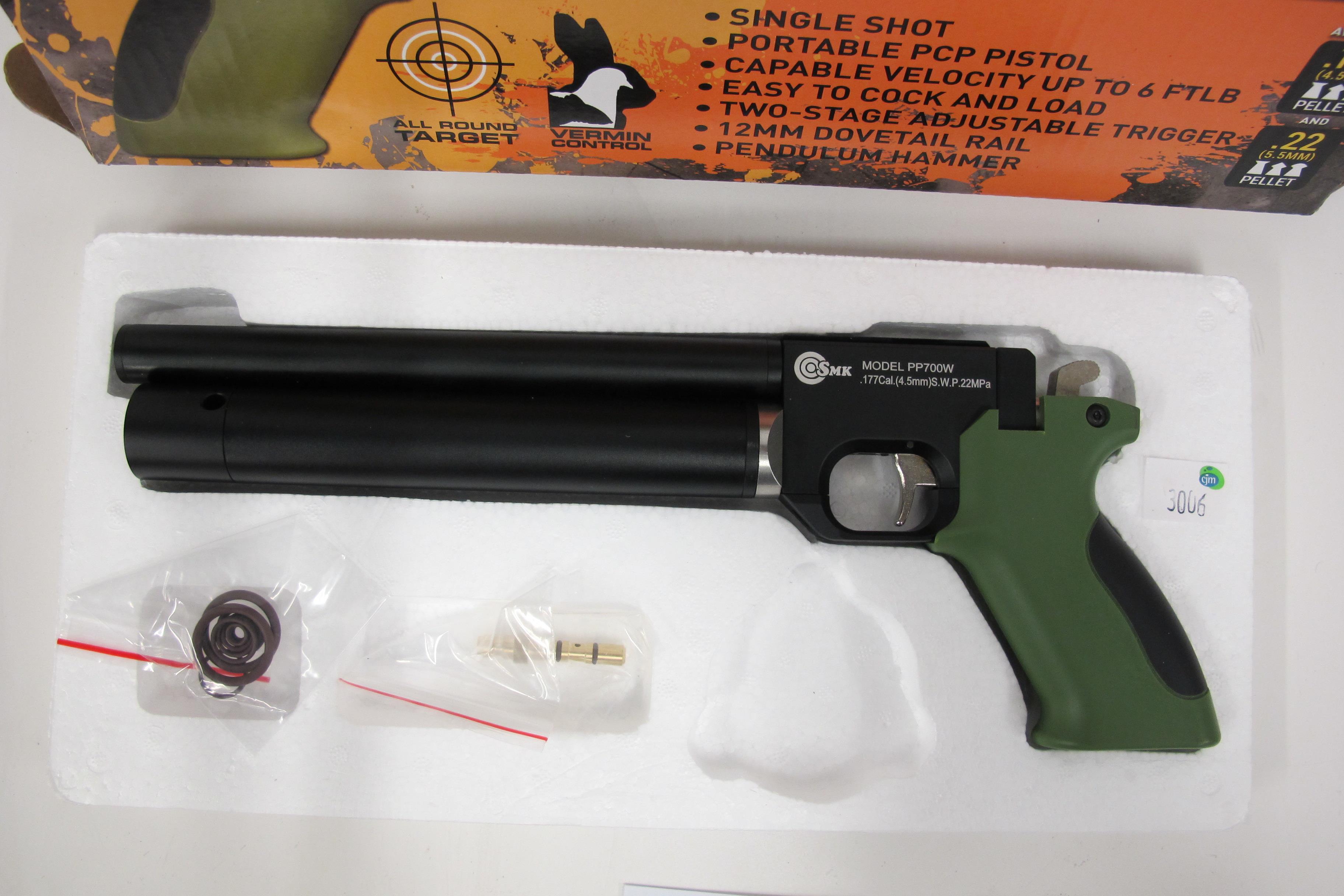 SMK PP700W .22 single shot PCP pistol, boxed & unused. This lot must be ...