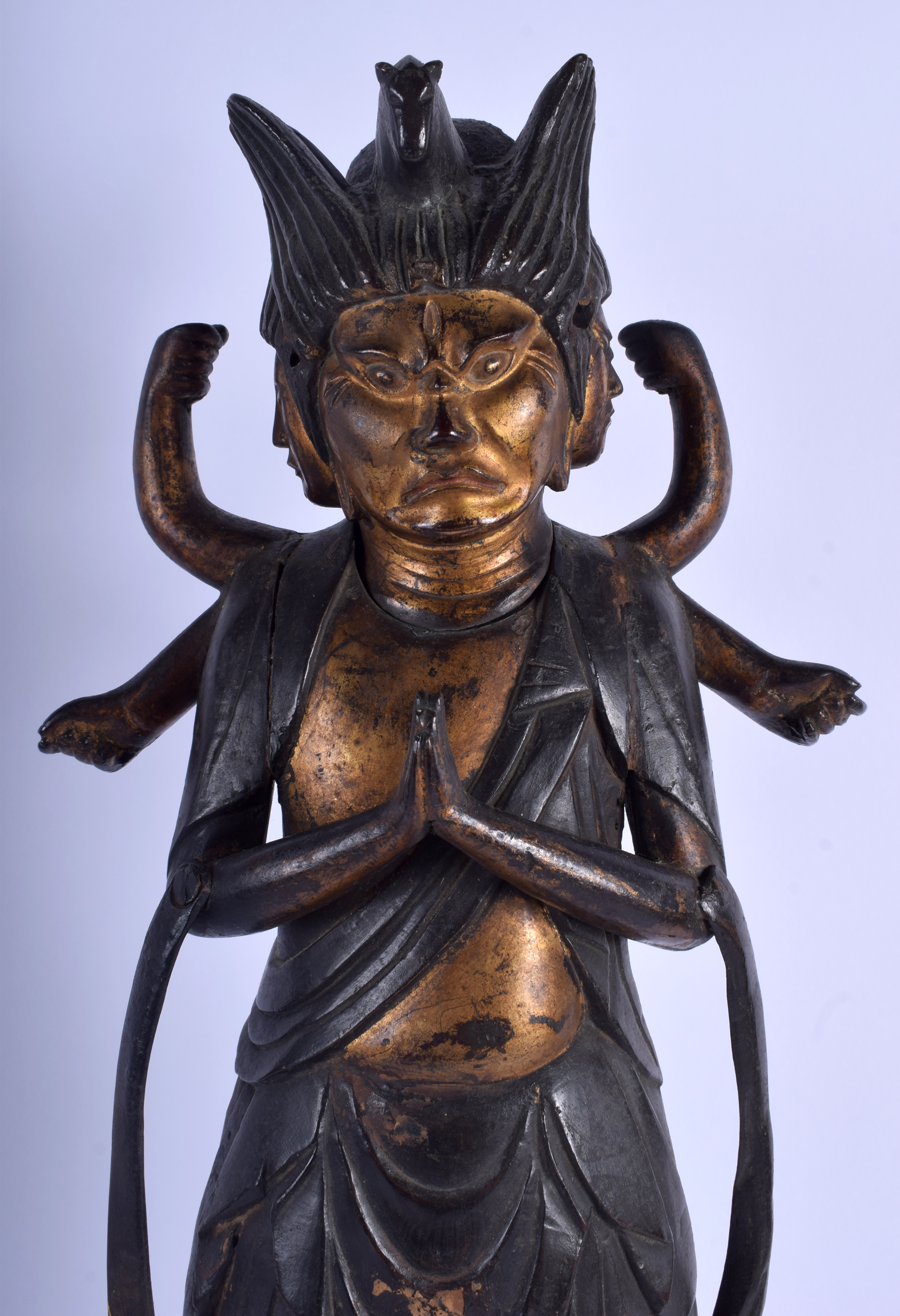 A LARGE 18TH CENTURY JAPANESE EDO PERIOD BRONZE FIGURE OF A BUDDHISTIC ...