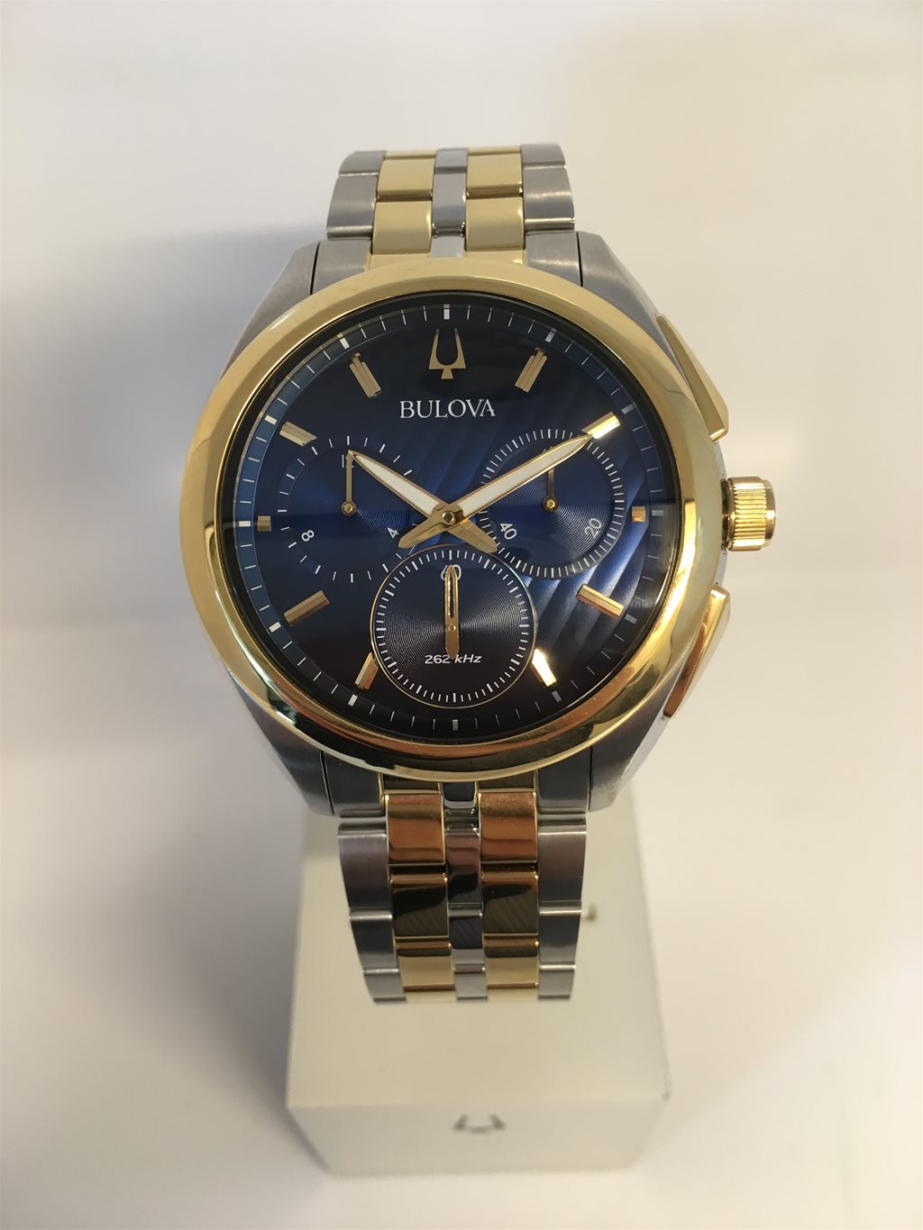 Bulova curve Model number 98A159. Silver and gold colour strap, Blue ...